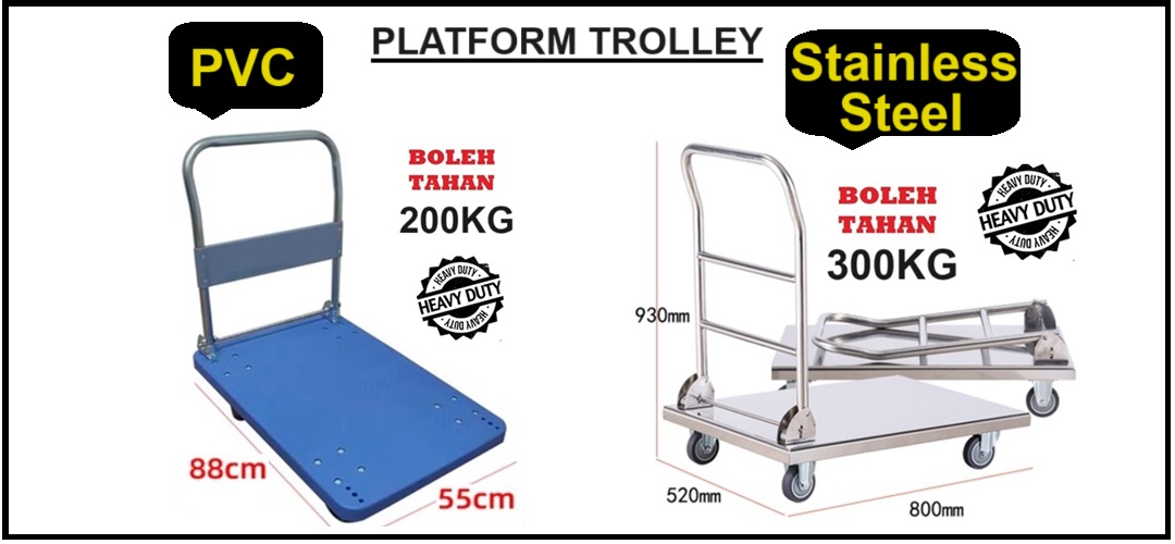 TROLLEY STAINLESS STEEL/ PVC TROLI COMMERCIAL不锈钢手推车带万向轮/ CATERING ...