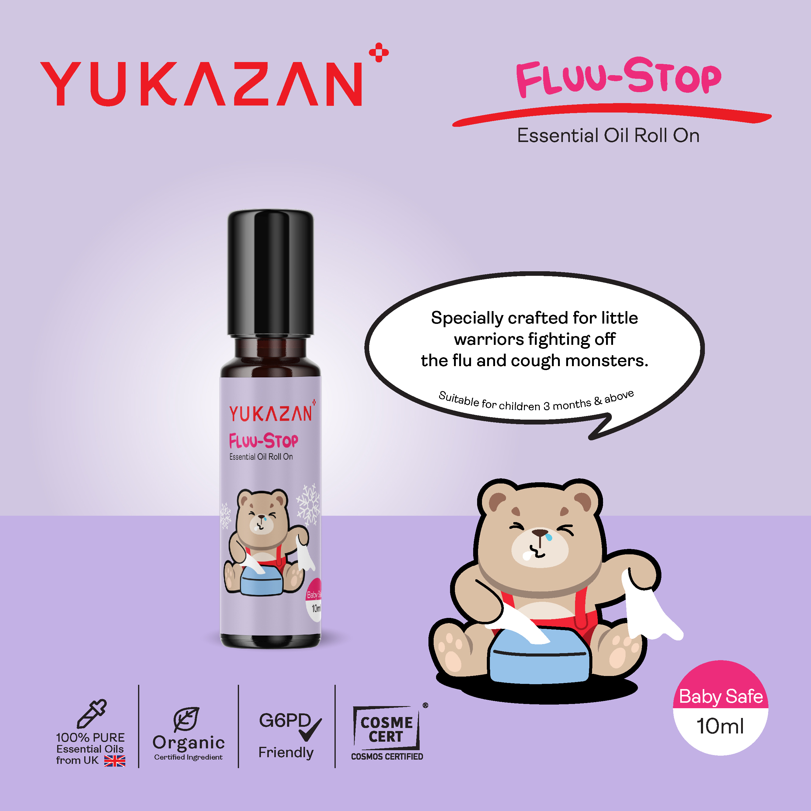 Yukazan Fluu-Stop 100% Pure Essential Oil Roll On (10ml) For Baby (3 ...