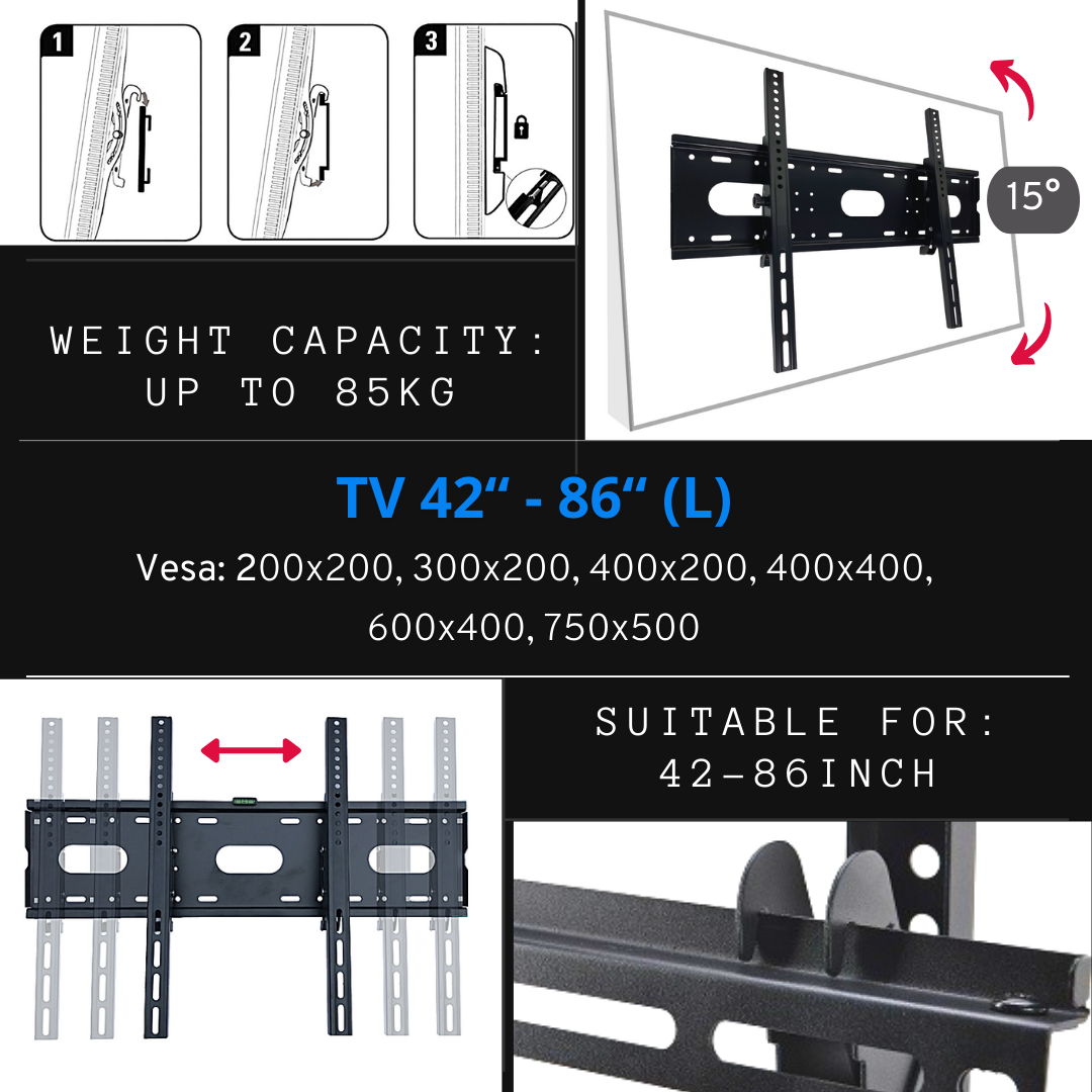 Tilt Adjustable Wall Bracket TV Wall Mount Bracket Stand for TV (32"-70 ...