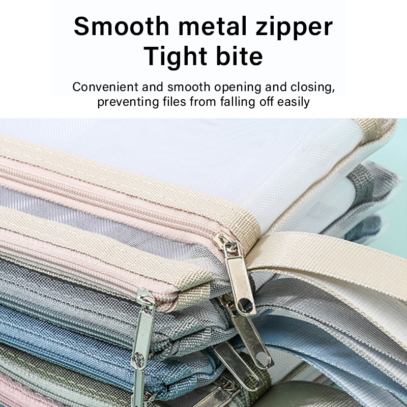 Double Layer Nylon Document Bag File Folder Pouch A4 Zipper Bags School ...