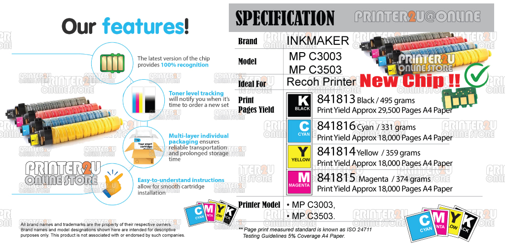 Set Compatible to Ricoh MPC3003 MPC3503 MP C3003 C3503 Black Cyan Yellow Magenta Color Copier ...