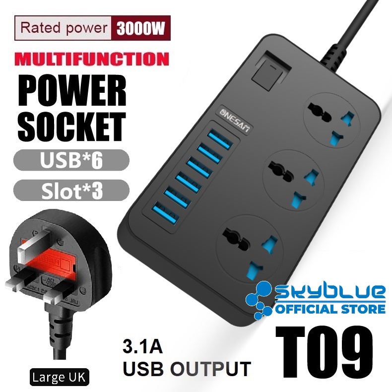 Skyblue Power Socket USB Charging Port Extension With Type C Fast ...