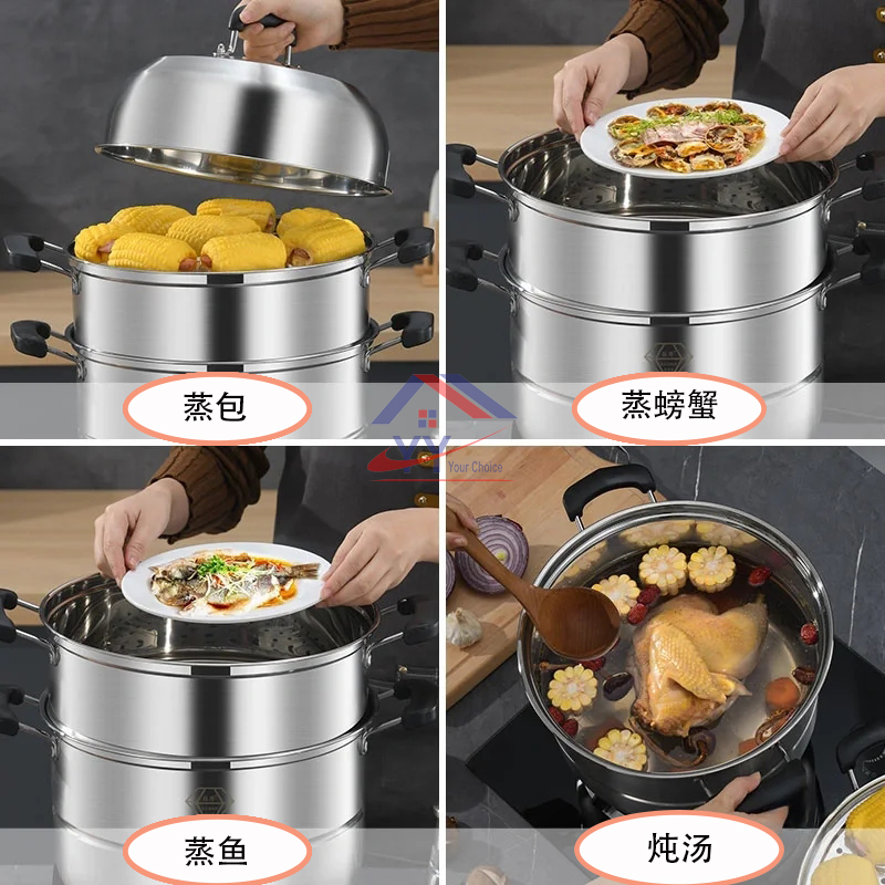 SUS304 Stainless Steel 2 Layer&3 Layer Steamer Pot/Steam Pot/Cooking ...