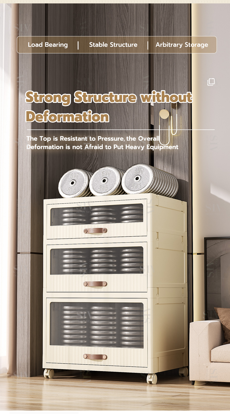 (Free Installation)SIV Foldable Drawer Cabinet Folding Storage Box ...