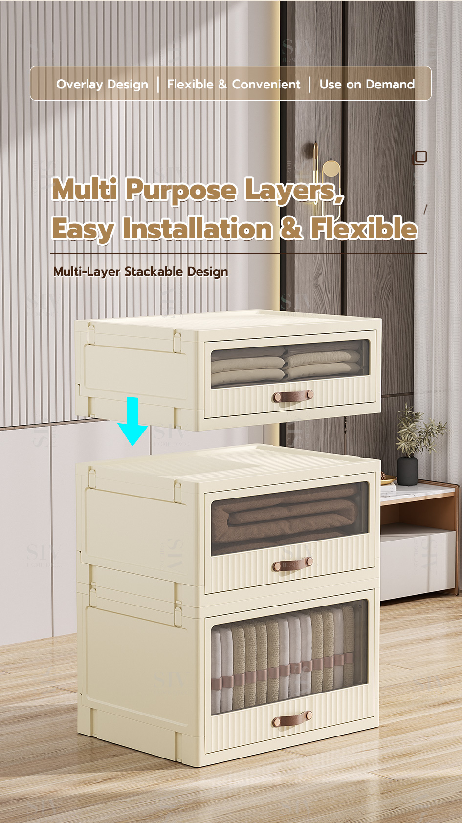 (Free Installation)SIV Foldable Drawer Cabinet Folding Storage Box ...