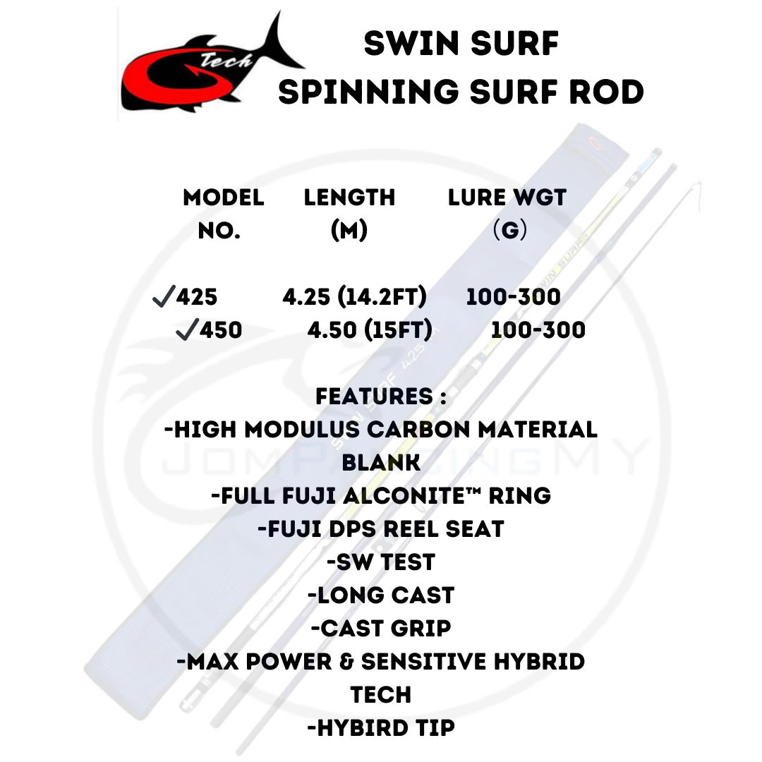 Gtech Swin Surf Spinning Surf Cast Fishing Rod Including PVC Price ...