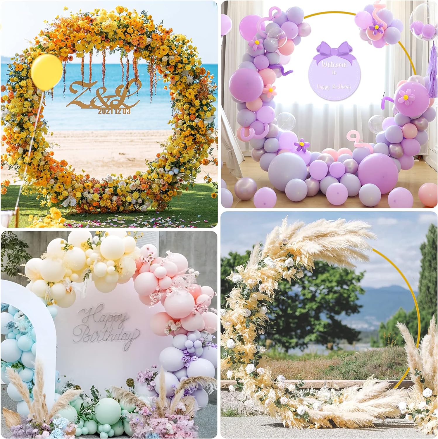 1m 1.5m 2m 2.4m Floral Arch Round Circle Birthday Balloon Stand ...