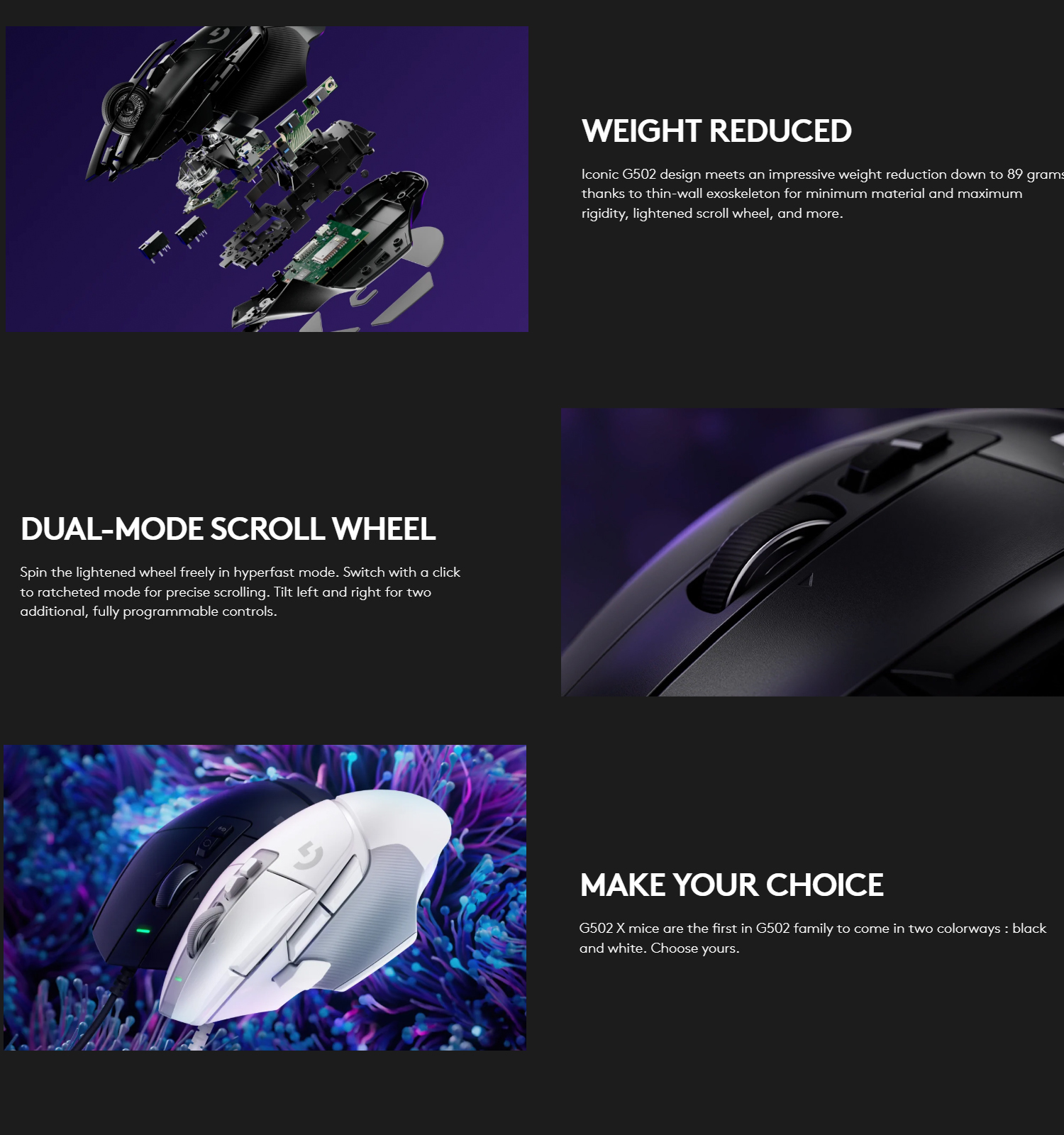 Logitech G502 X Wired Gaming Mouse | LIGHTFORCE Switches | HERO 25K ...