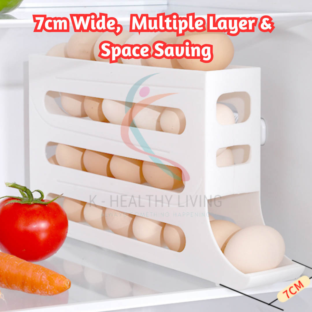 Rules Egg Tray 4 Tier Refrigerator Egg Storage Rack Automatic Rolling ...