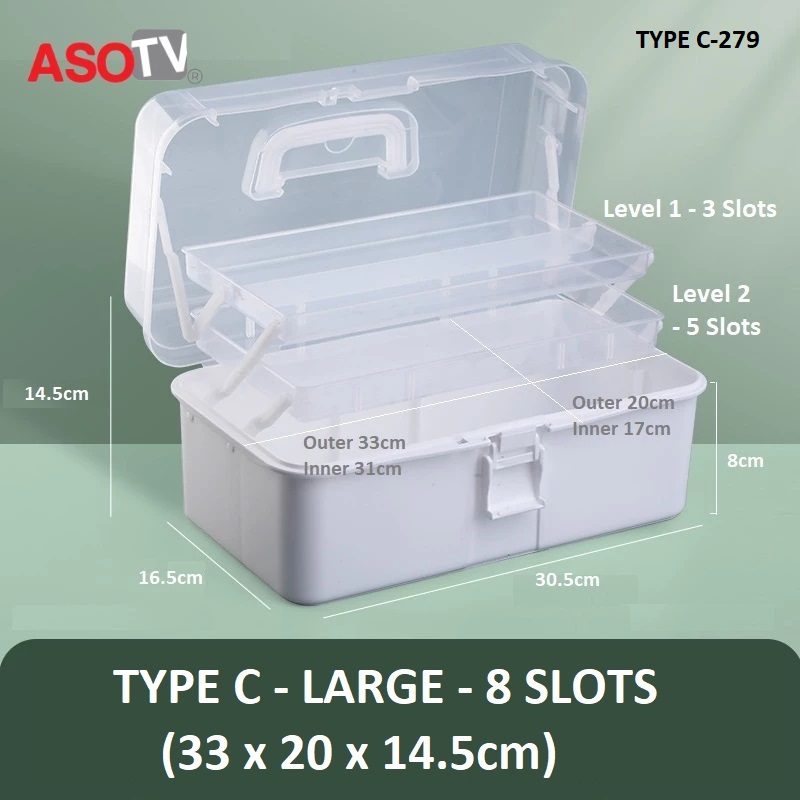ASOTV® 3 Tier Extra Large Medical Box Toolbox First Aid Plastic ...