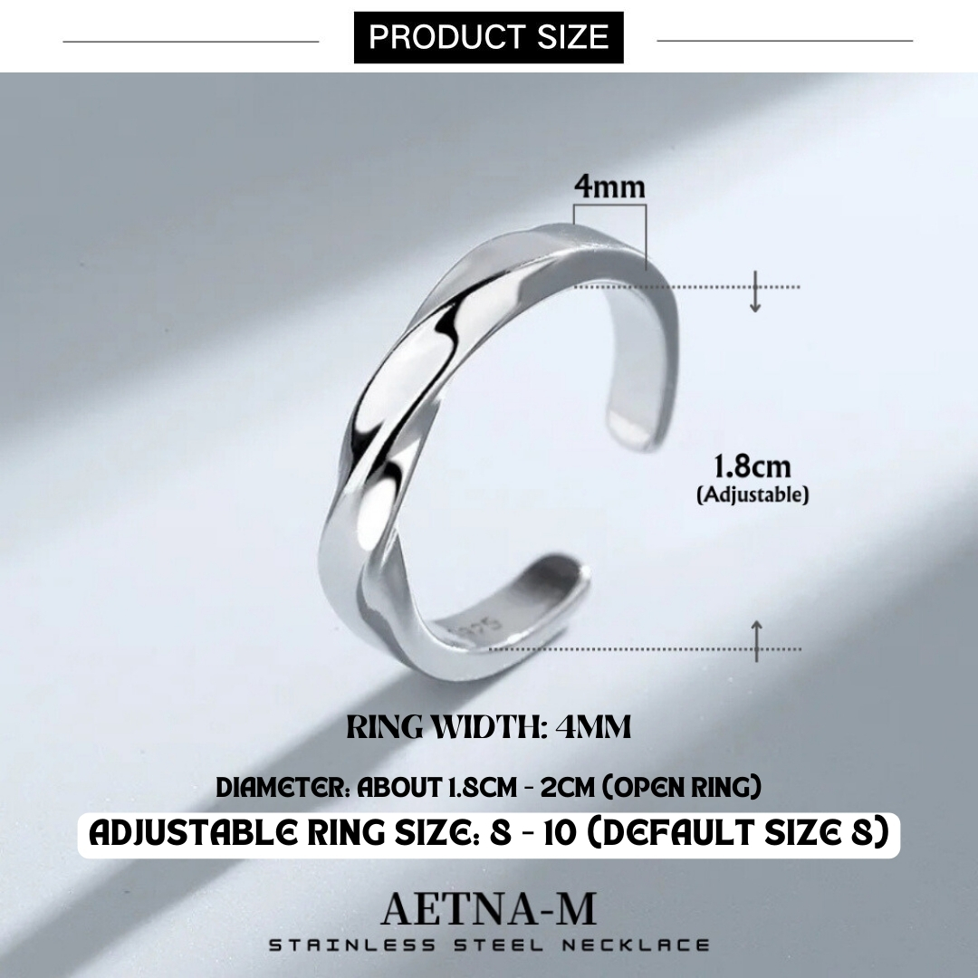 Mobius Ring Trendy Unisex Open Adjustable Men Silver Wave Twist Rings Fashion Cincin Lelaki ...