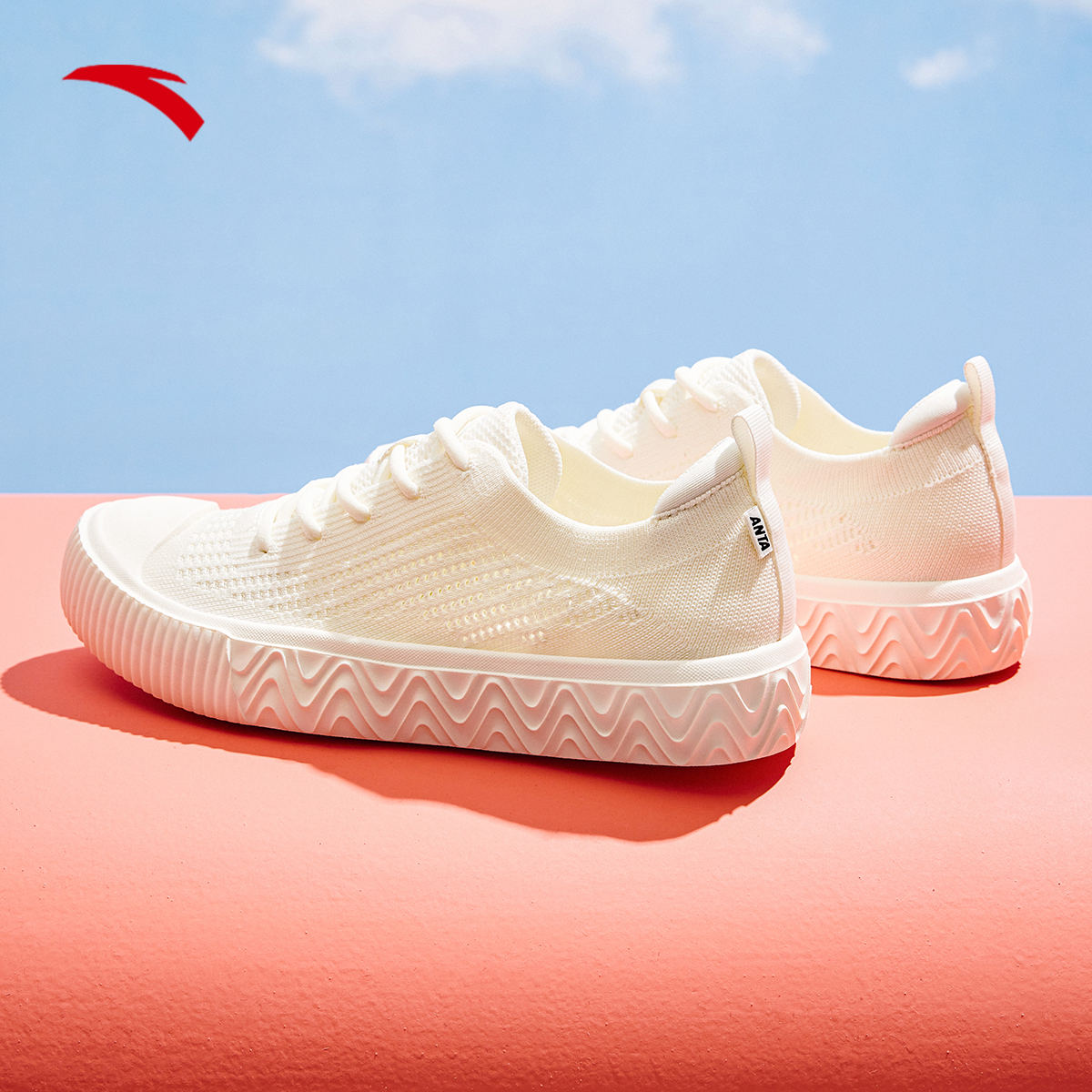 ANTA Women Flyknit X-game shoes Skate Shoes 1224B8014-4- Ivory White ...