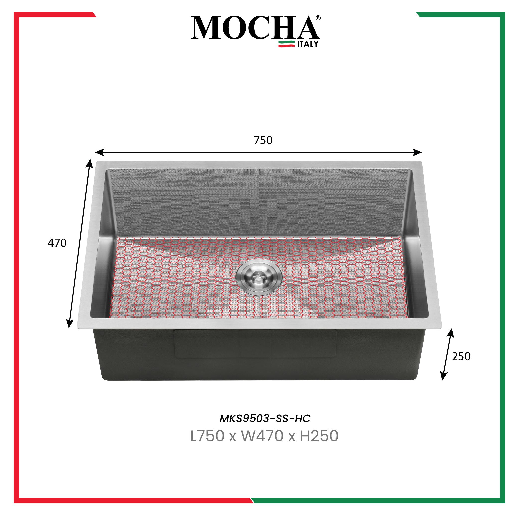 MOCHA 75CM Honeycomb Kitchen Sink Stainless Steel 304 Material With ...