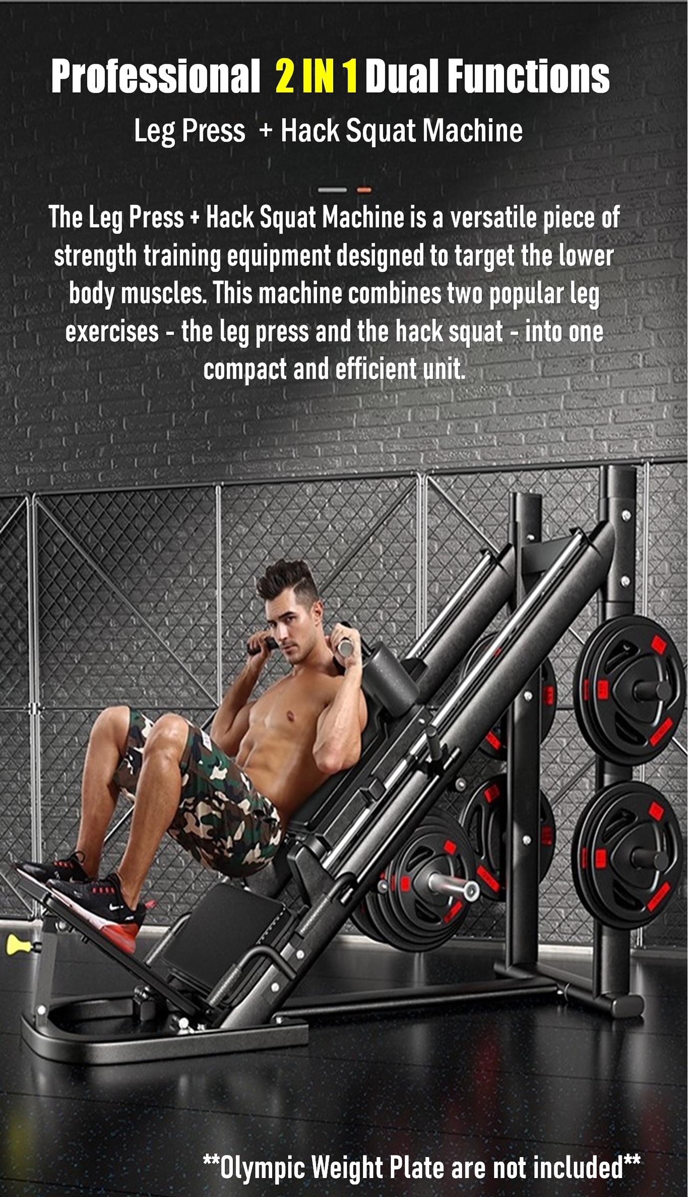 ADSports JL610 Commercial Leg Press Hack Squat Machine Strength ...