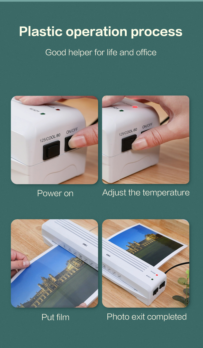 Deli A3 And A4 Laminator Office Machine Smooth Laminating White Colour