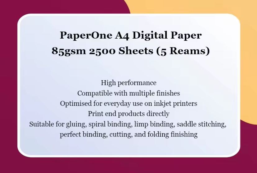 PaperOne A4 Digital Paper 85gsm 2500 Sheets (5 Reams) | Shopee Malaysia