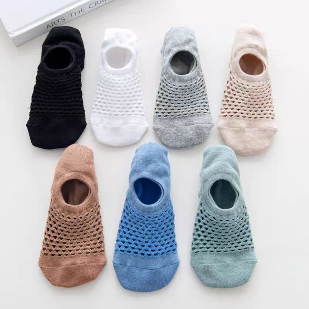 5-PAIR SET Men Low Cut Cotton Breathable Elastic Mesh Hollow Net Non ...