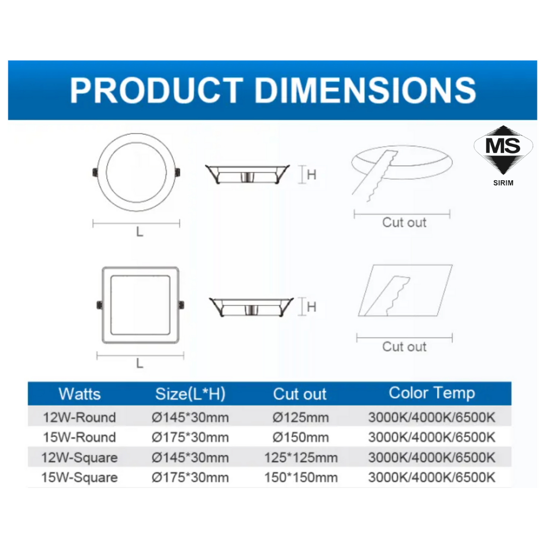 MEGAMAN / PRESTIGE LED Downlight Lampu Siling Surface Recessed Ceiling ...