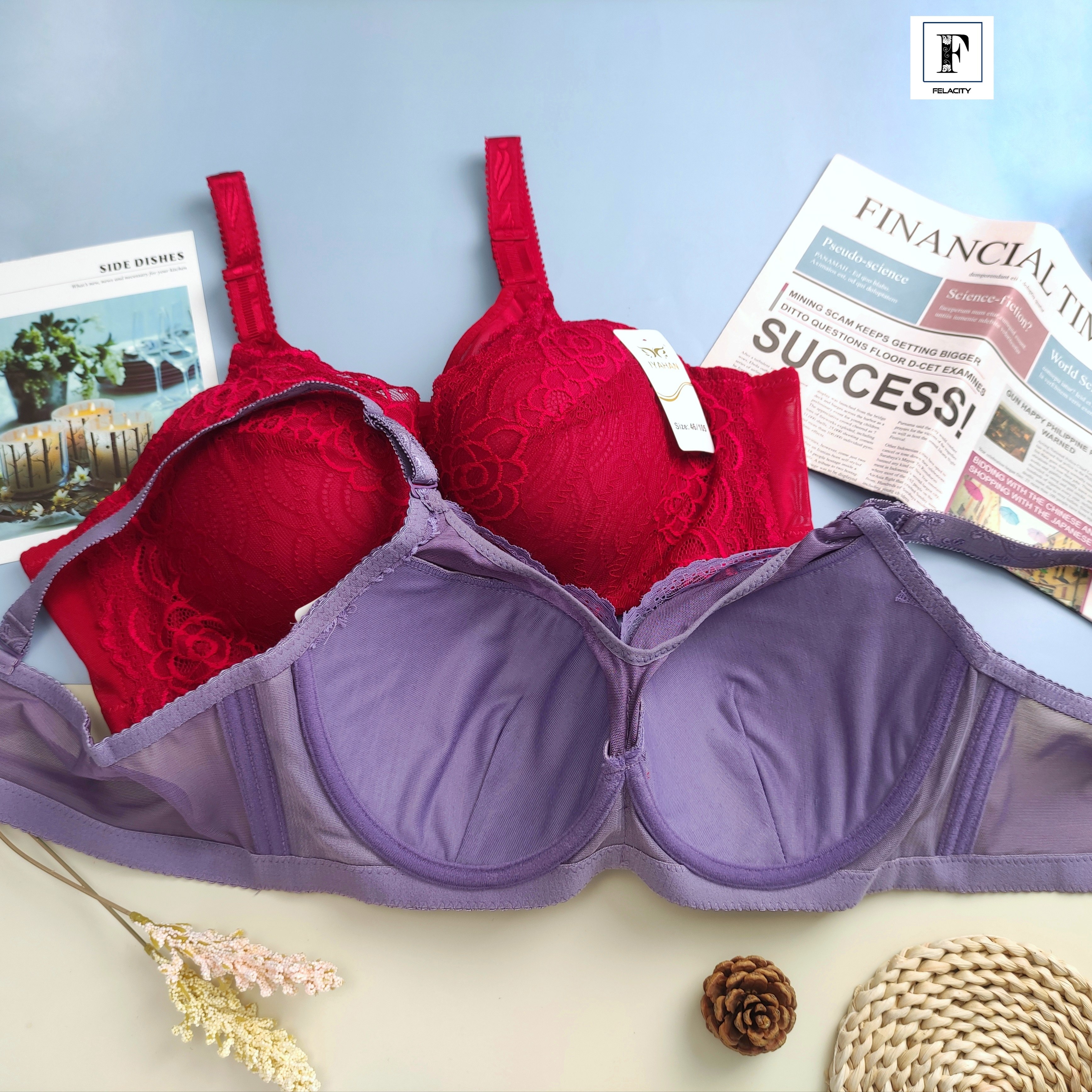 Bra Women Plus Size Full Cup Wired Lace 38-46 Baju Dalam Wanita Saiz ...