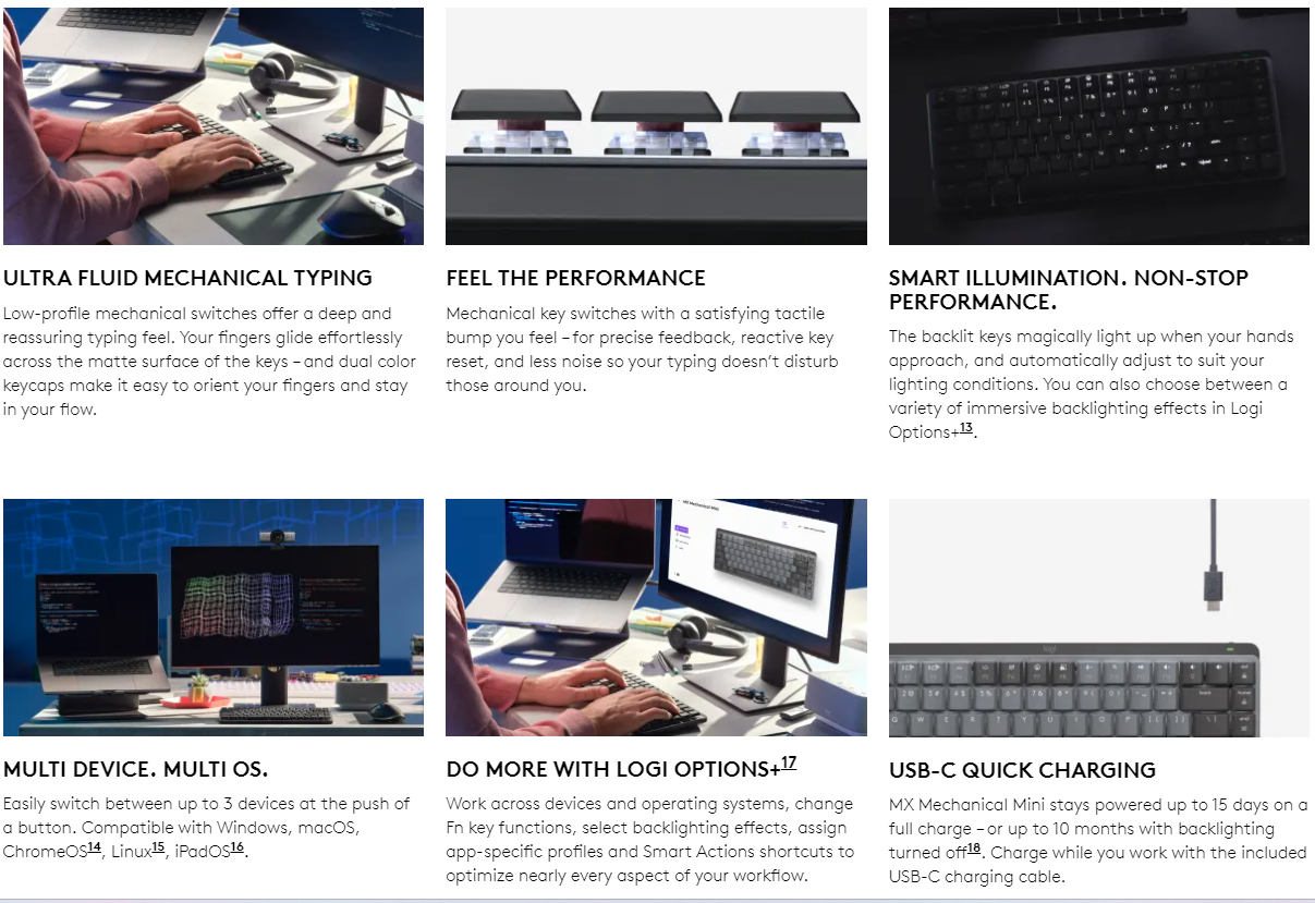 LOGITECH MX MECHANICAL MINI WIRELESS ILLUMINATED PERFORMANCE KEYBOARD ...