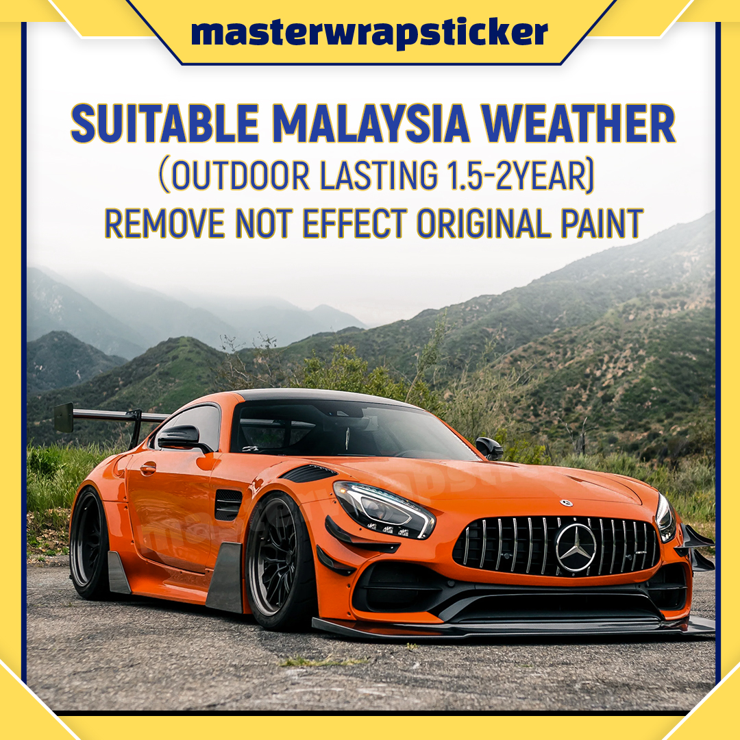 PREMIUM GLOSSY ORANGE STICKER KERETA(152CM-90CM)stiker kereta kilat ...