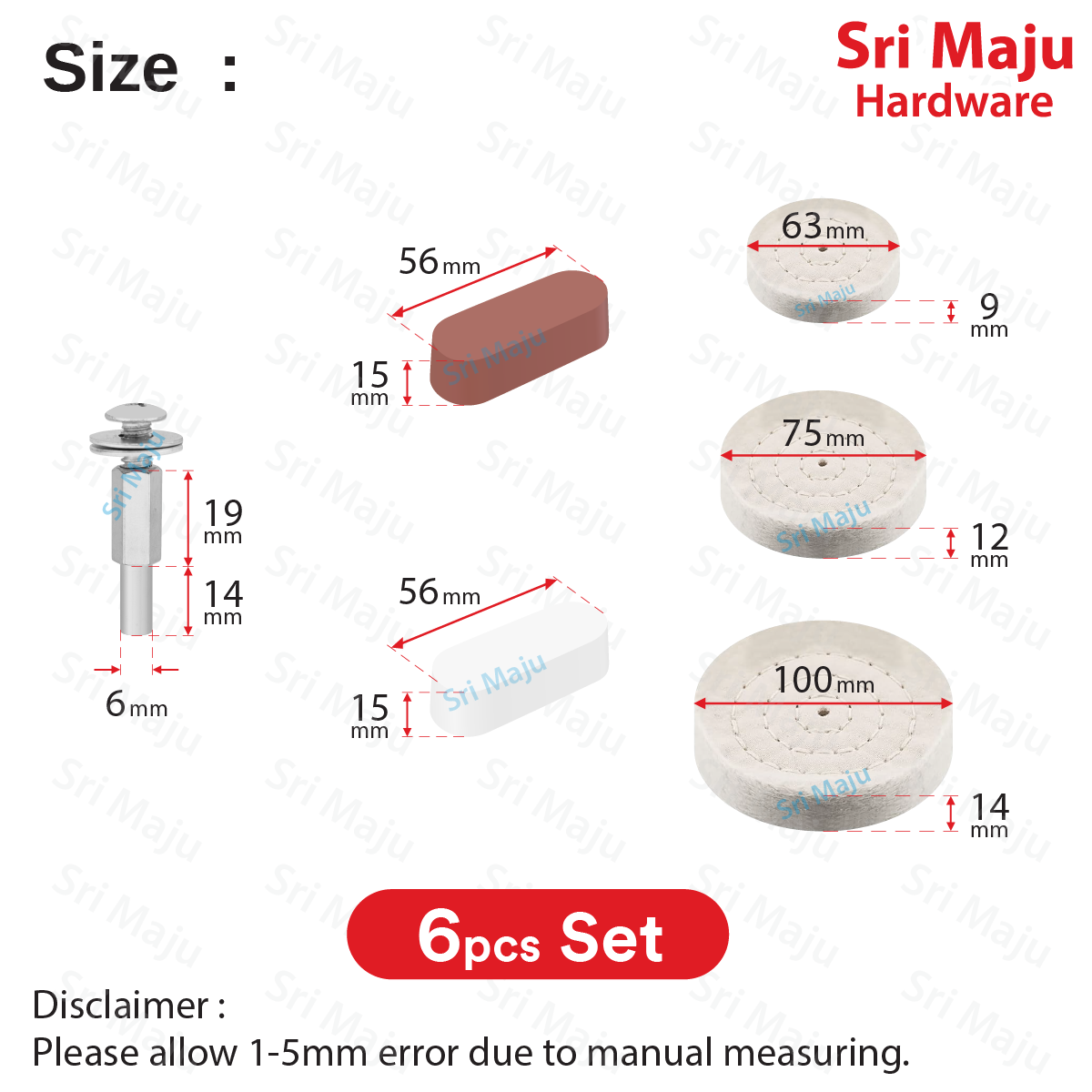 MAJU Cloth Wheel Set with Polishing Compound 50L Fine Cotton Muslin ...