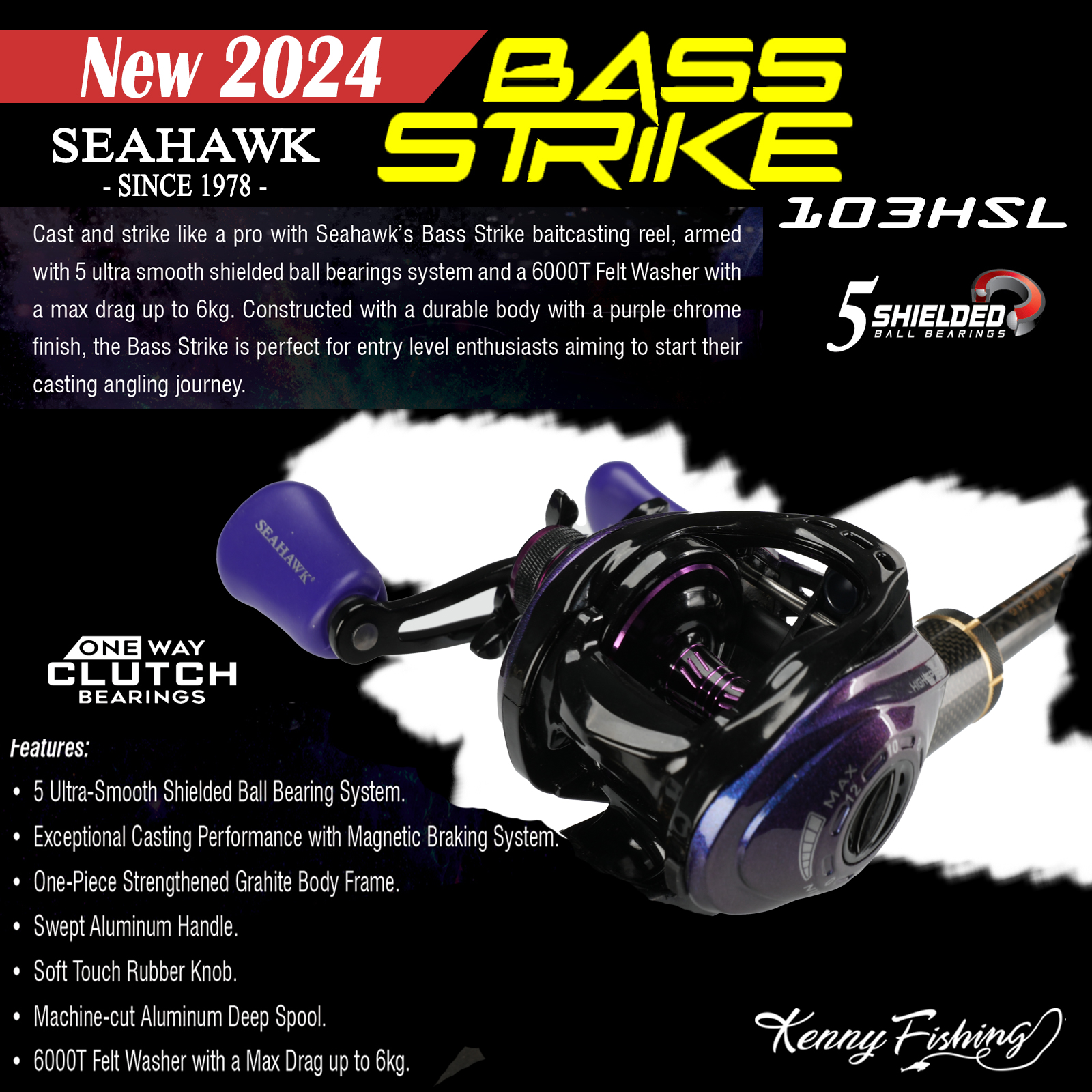 New 2024 SEAHAWK BASS STRIKE 103HSL Baitcasting Fishing Bc Reel Bait Casting Mesin Pancing ...