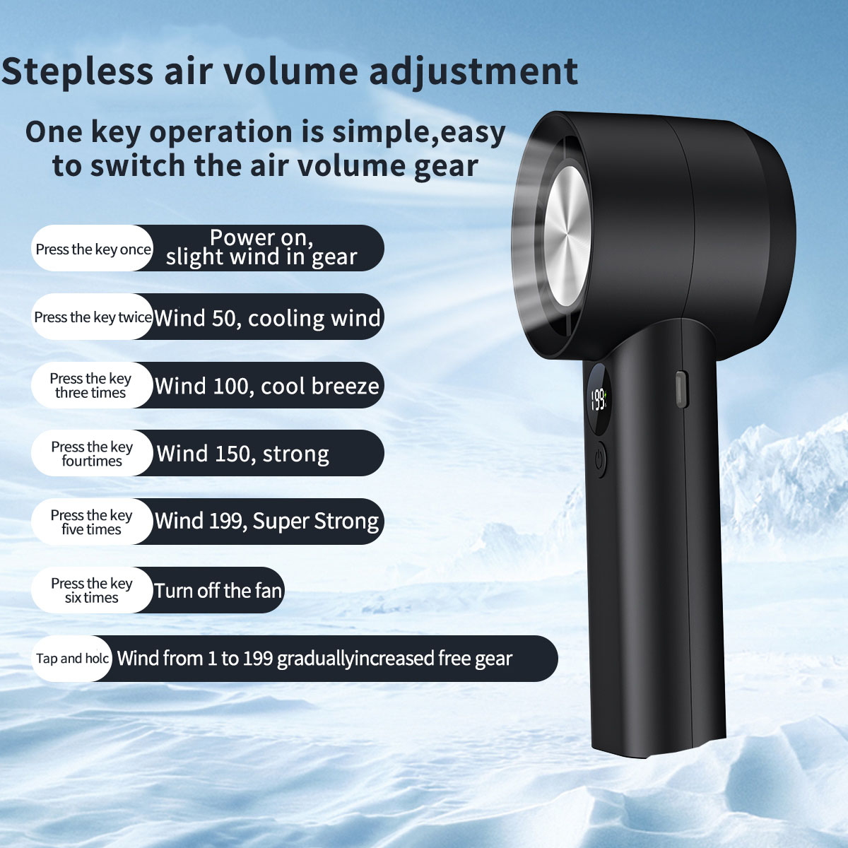 New Style Handheld Fan Vortex High Speed High Wind Outdoor Charging ...