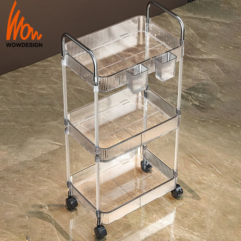 Trolley Rack Transparent Acrylic 2/3/4/5 Tier Rak Troli Storage Rack ...