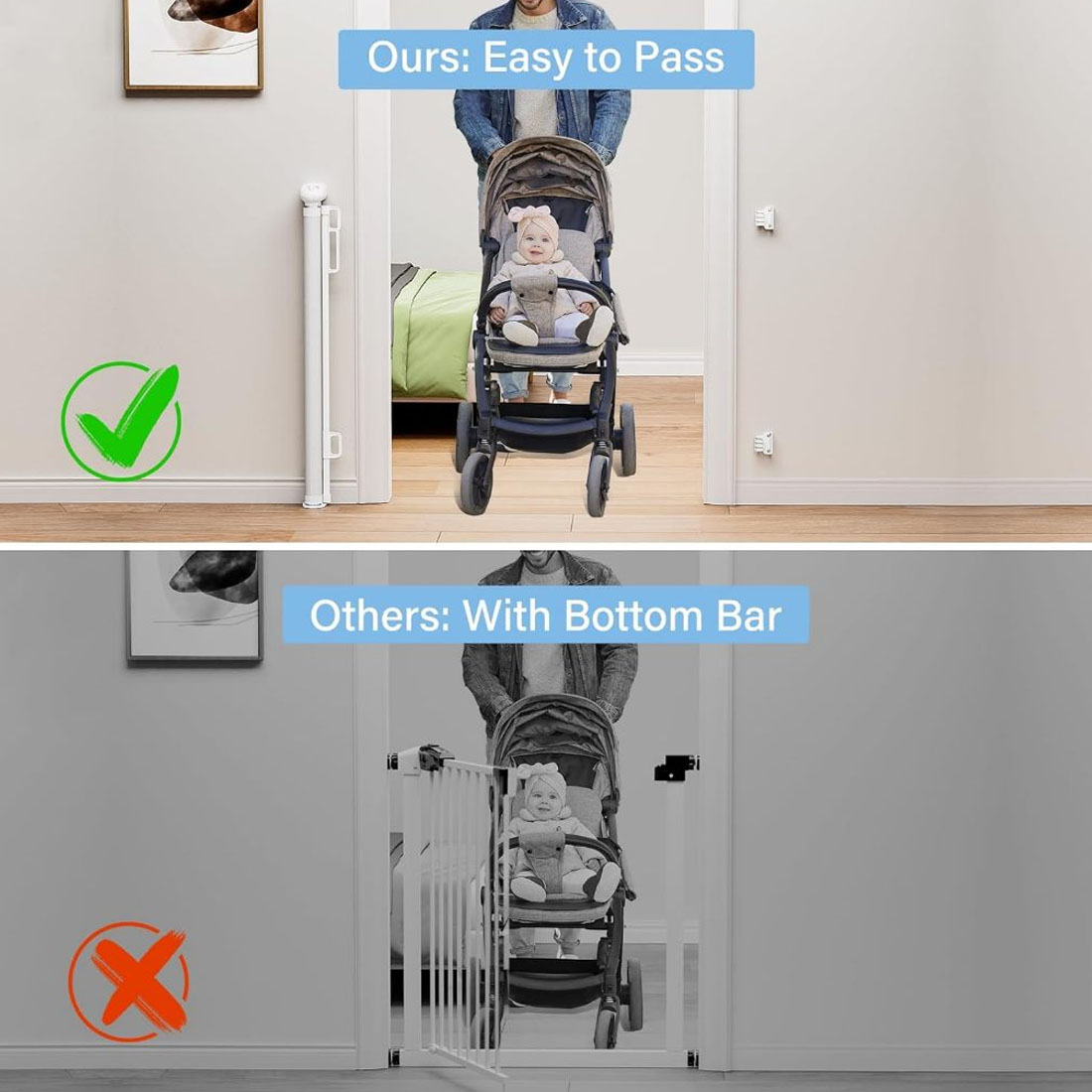 180CM*86CM Retractable Baby Gate Child Barrier Mesh Safety Door for ...