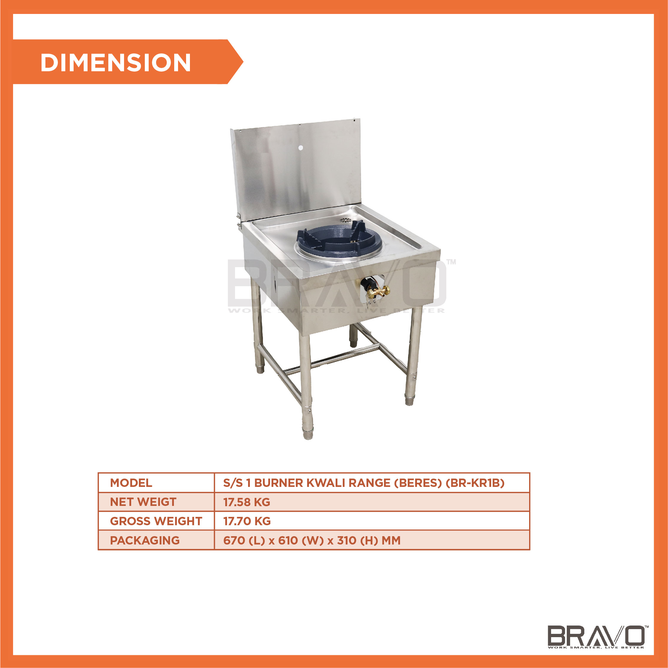 Dapur Gas Masak Stainless Steel Kwali Range 1 Burner High Pressure ...