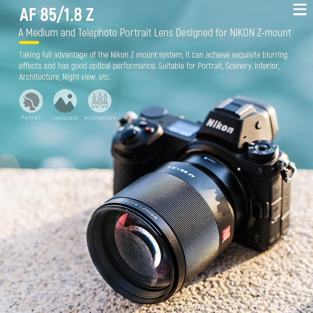 VILTROX 85mm F1.8 Z Autofocus Full Frame Large Aperture Lens with STM ...