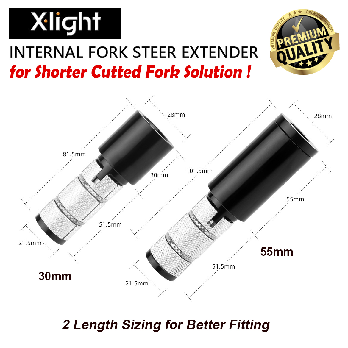 Universal Internal Fork Steer Stem Extender MTB Road Bike Bicycle Alloy ...