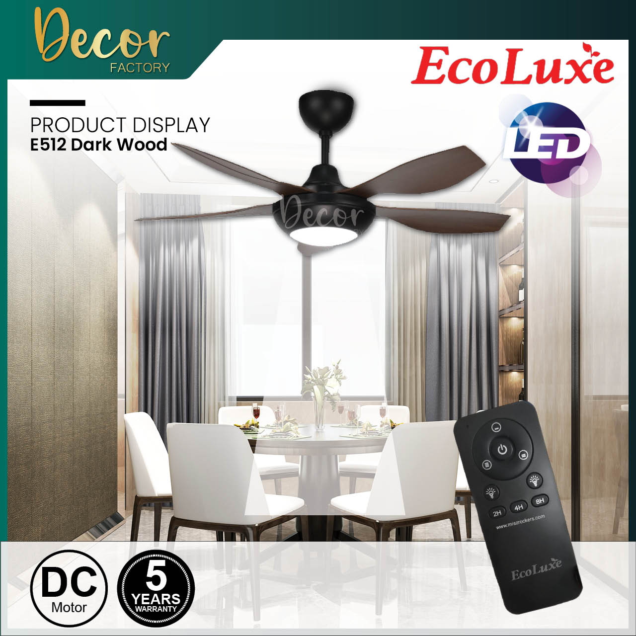 Ecoluxe Fan E503 56" E502 Baby Fan 42" E512 Baby Fan 6 Speed + Reverse ...
