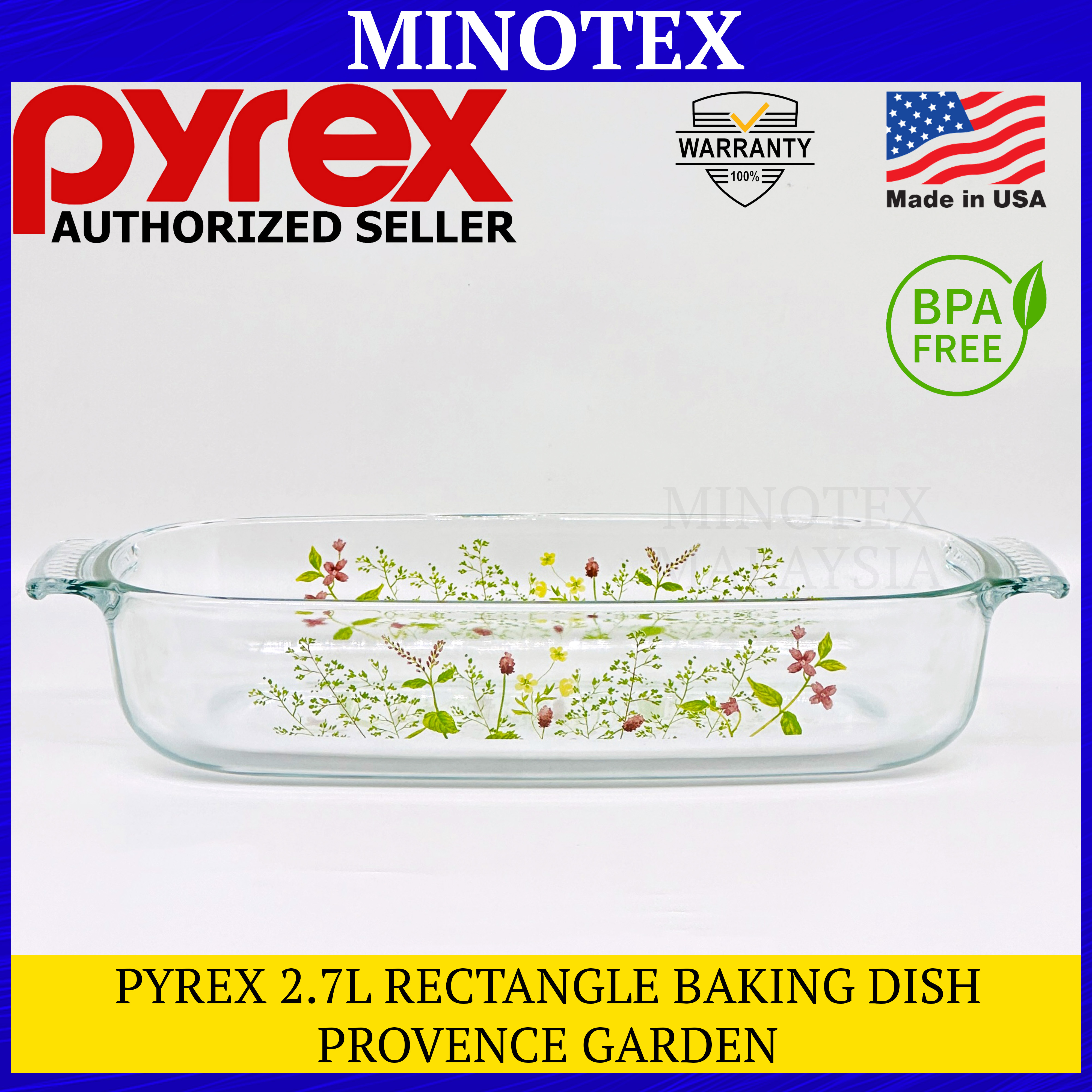 Pyrex 2.7L Rectangle Baking Dish / Mangkuk Kaca Pyrex / Pyrex Caserole / Pyrex bowl / Pyrex ...