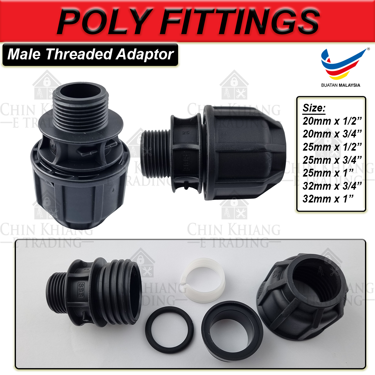 HDPE Poly Fittings Male Female Connector FTA MTA Socket Elbow Tee ...