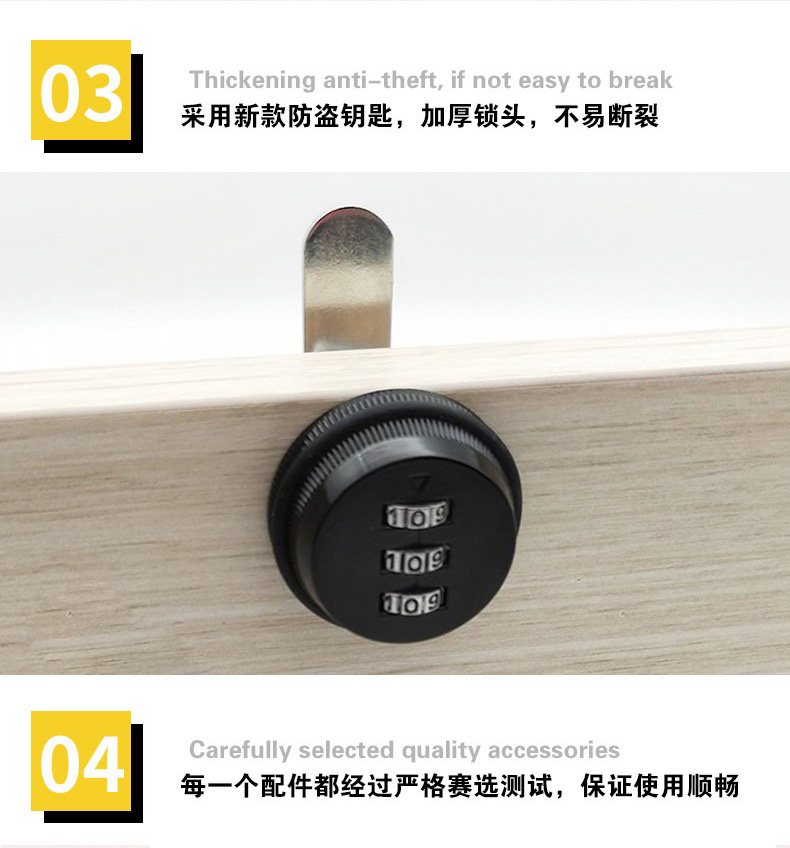 Portable Cabinet Lock 3-digit Combination Drawer Combination Lock ...