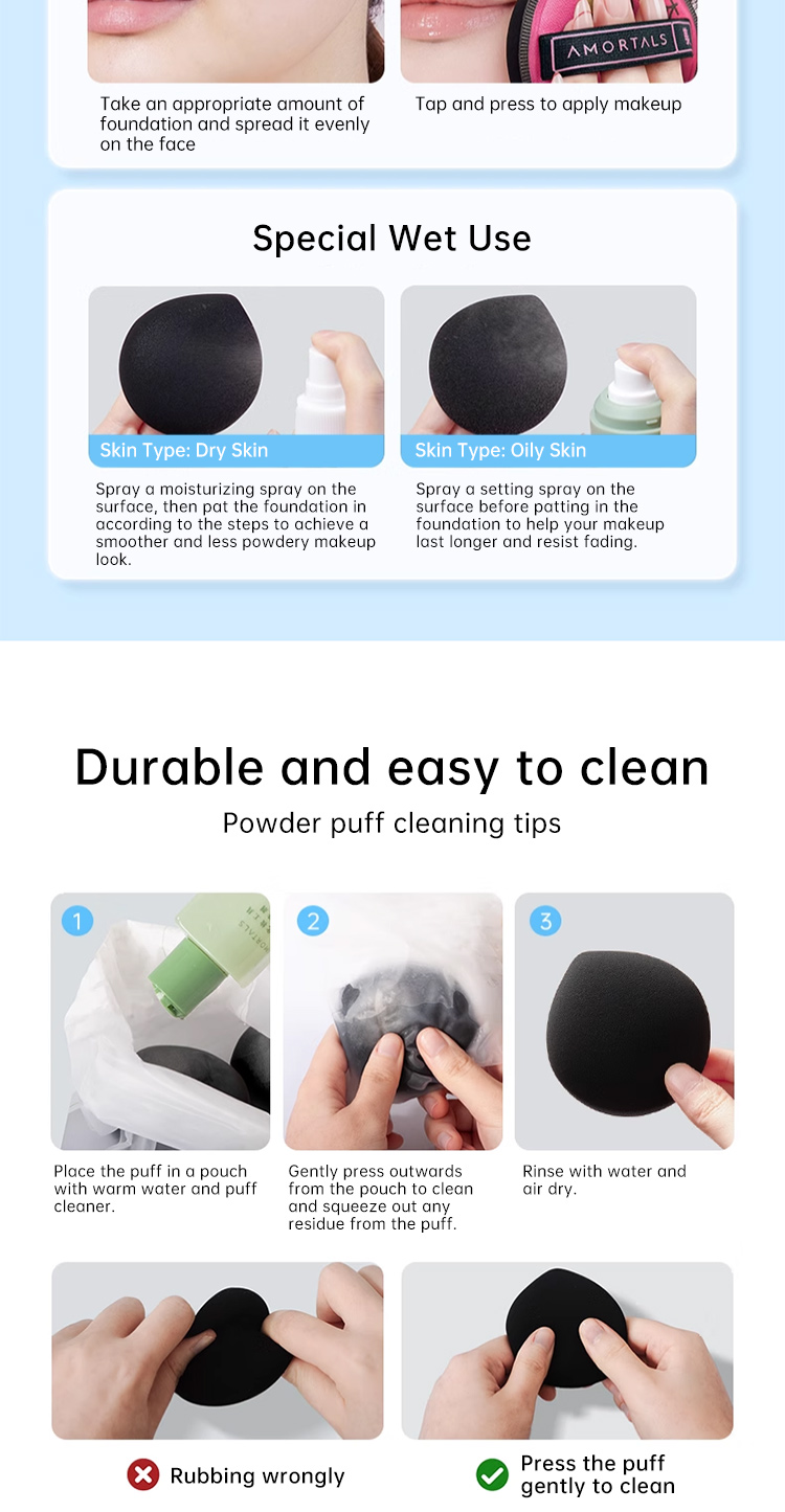 AMORTALS Black Plus Puff Set with Container Makeup Sponge Powder Puff ...