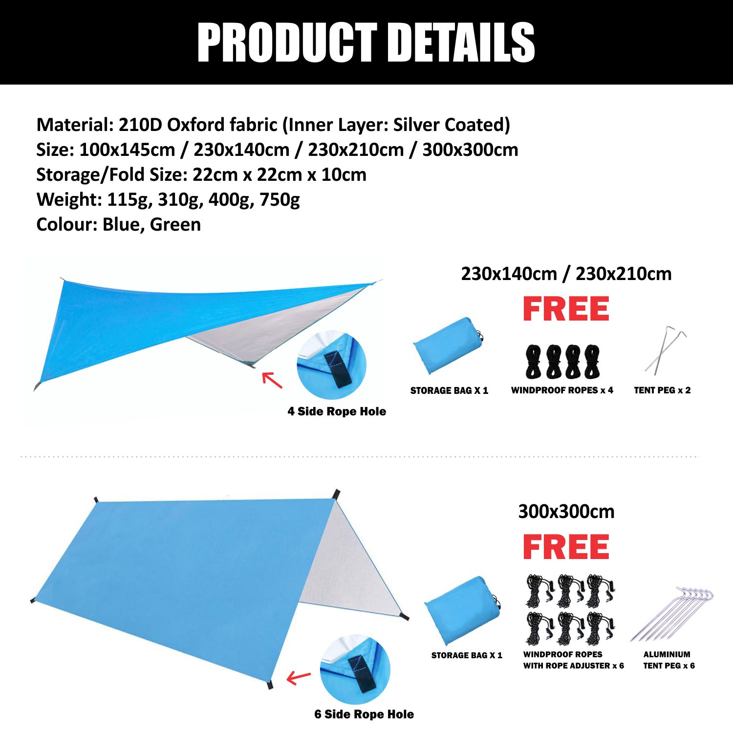 JUNGLEMAN Flysheet Camping Waterproof Ground Sheet Camping Flysheet ...