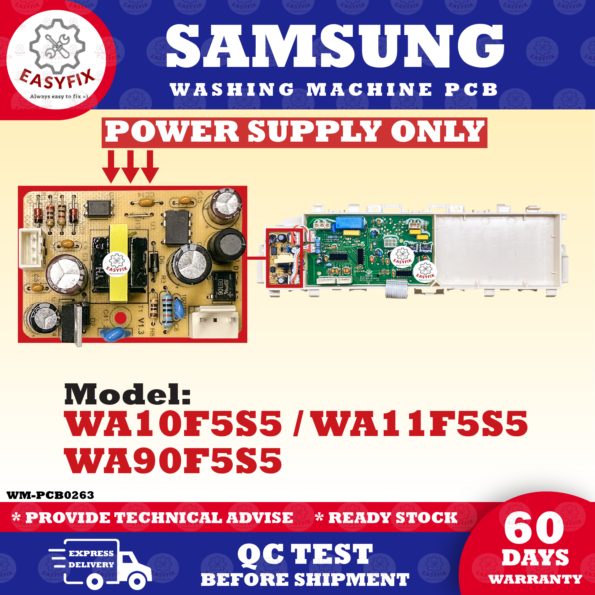 (POWER SUPPLY) WA10F5S5 / WA11F5S5 / WA90F5S5 SAMSUNG WASHING MACHINE ...