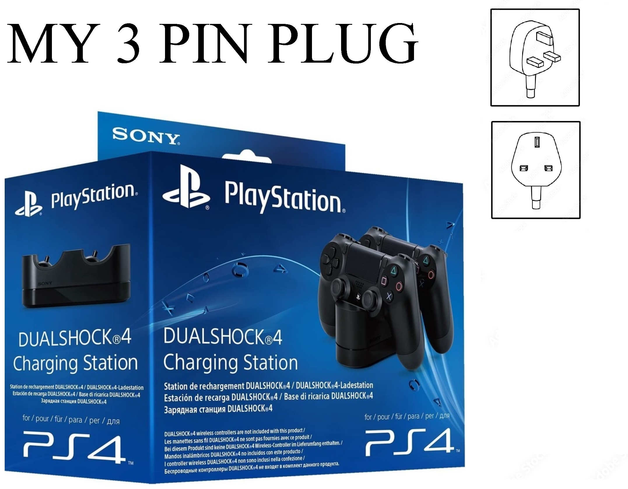 Sony Official Playstation MY 3PIN PLUG DS4 DualShock 4 Charging Station Dock Stand for PS4 ...
