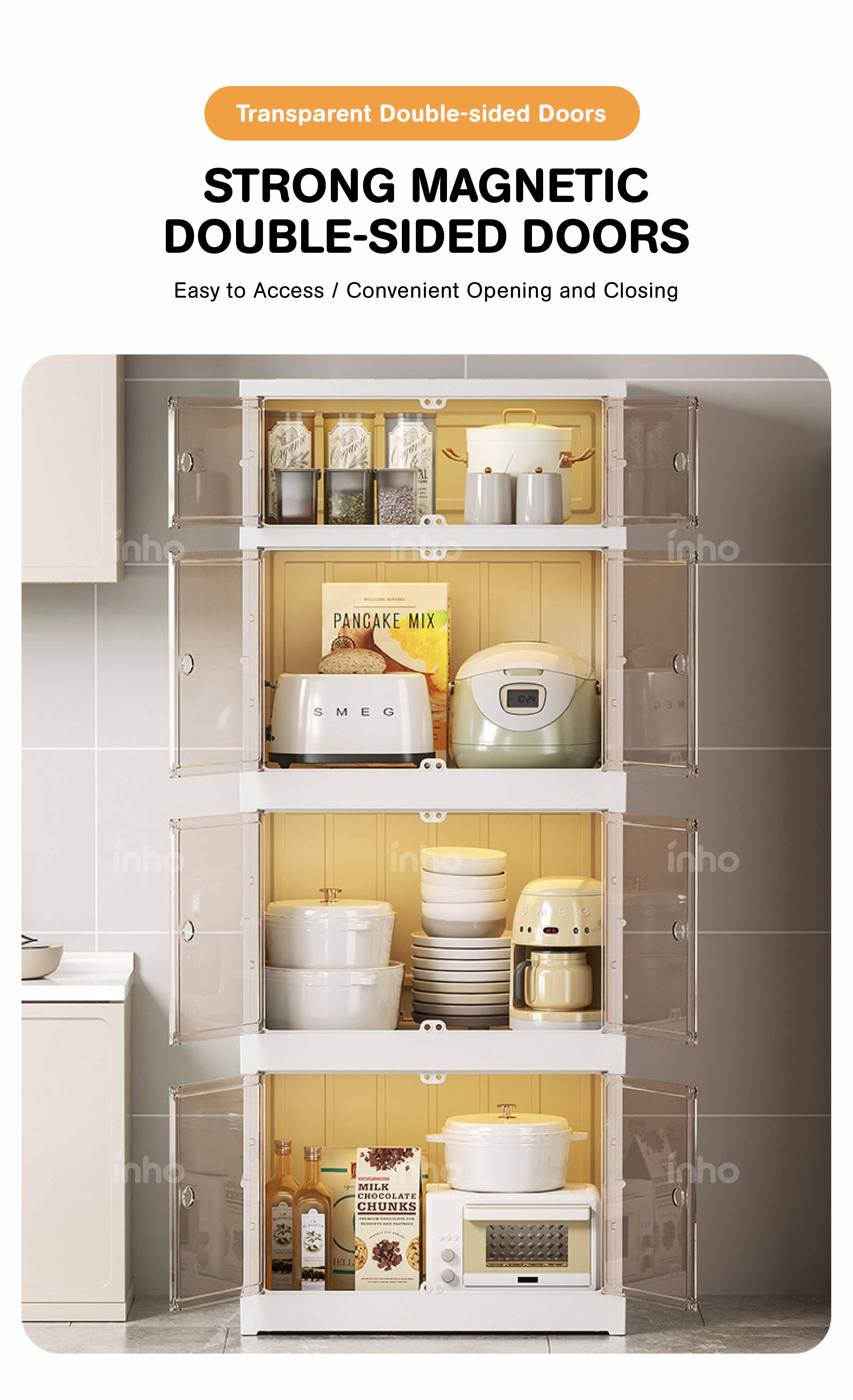 INHO L44/87cm (3/6/9 Layers) Single/Double Rows Foldable Kitchen ...