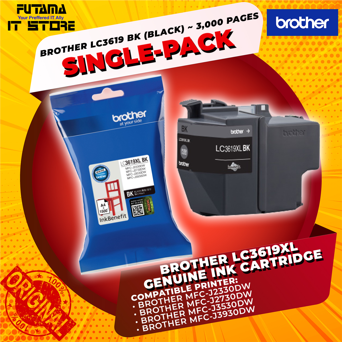 Brother LC3617 / LC3619XL Genuine Ink Cartridge - Page Yield: ~ 550/ ...