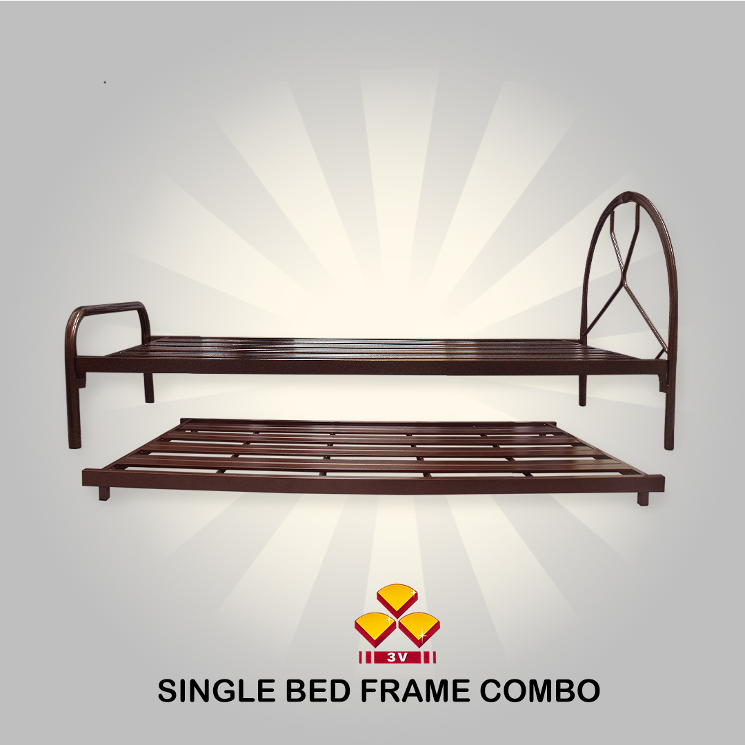 EE HOME 3V Single Size Metal Super Base Bed Frame With Pull Out Bed ...
