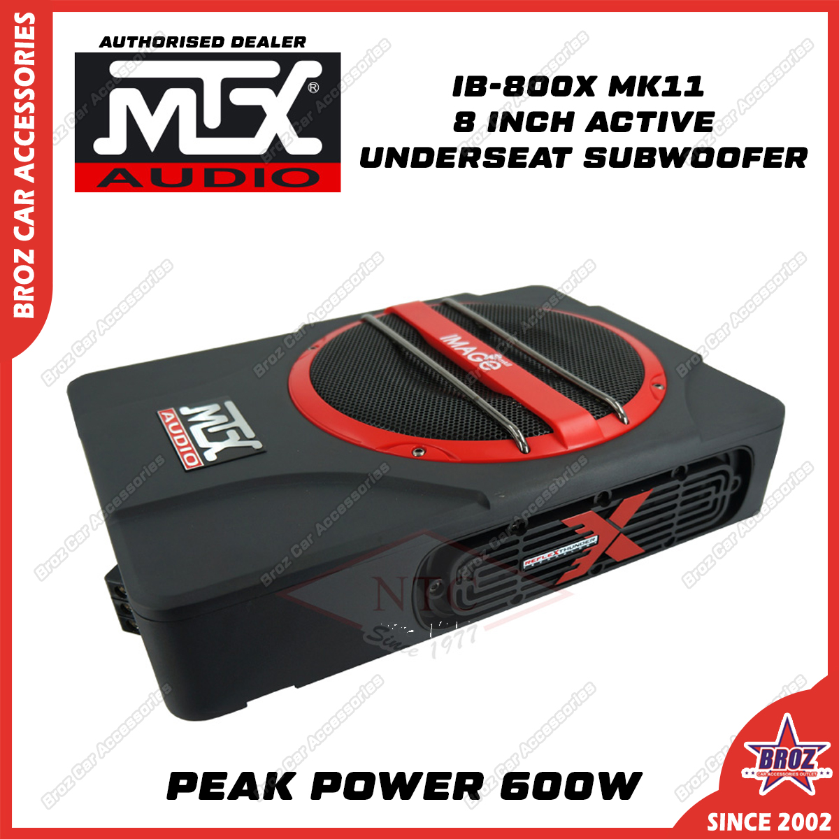 MTX Audio IB-800XMK2 8 INCH Underseat Subwoofer 600W Peak Power Woofer ...