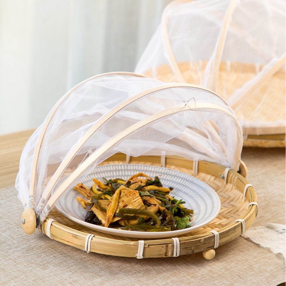 💥Bamboo Round Food Serving Hood Hand-Woven Basket Picnic Basket for ...