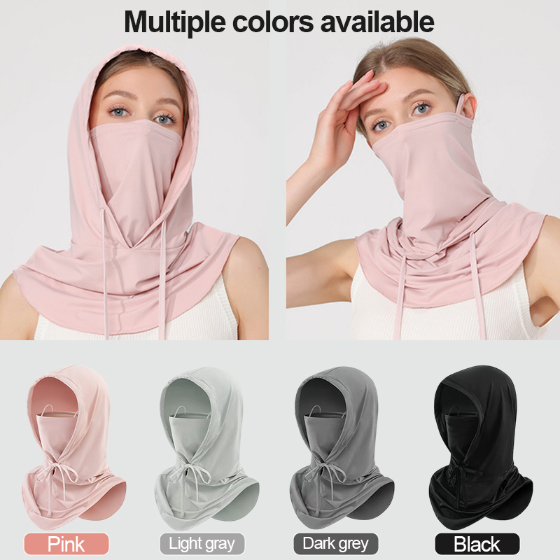 Outdoor Sunscreen Hat Drawstring Headscarf Hat Sun Protection UV-proof ...