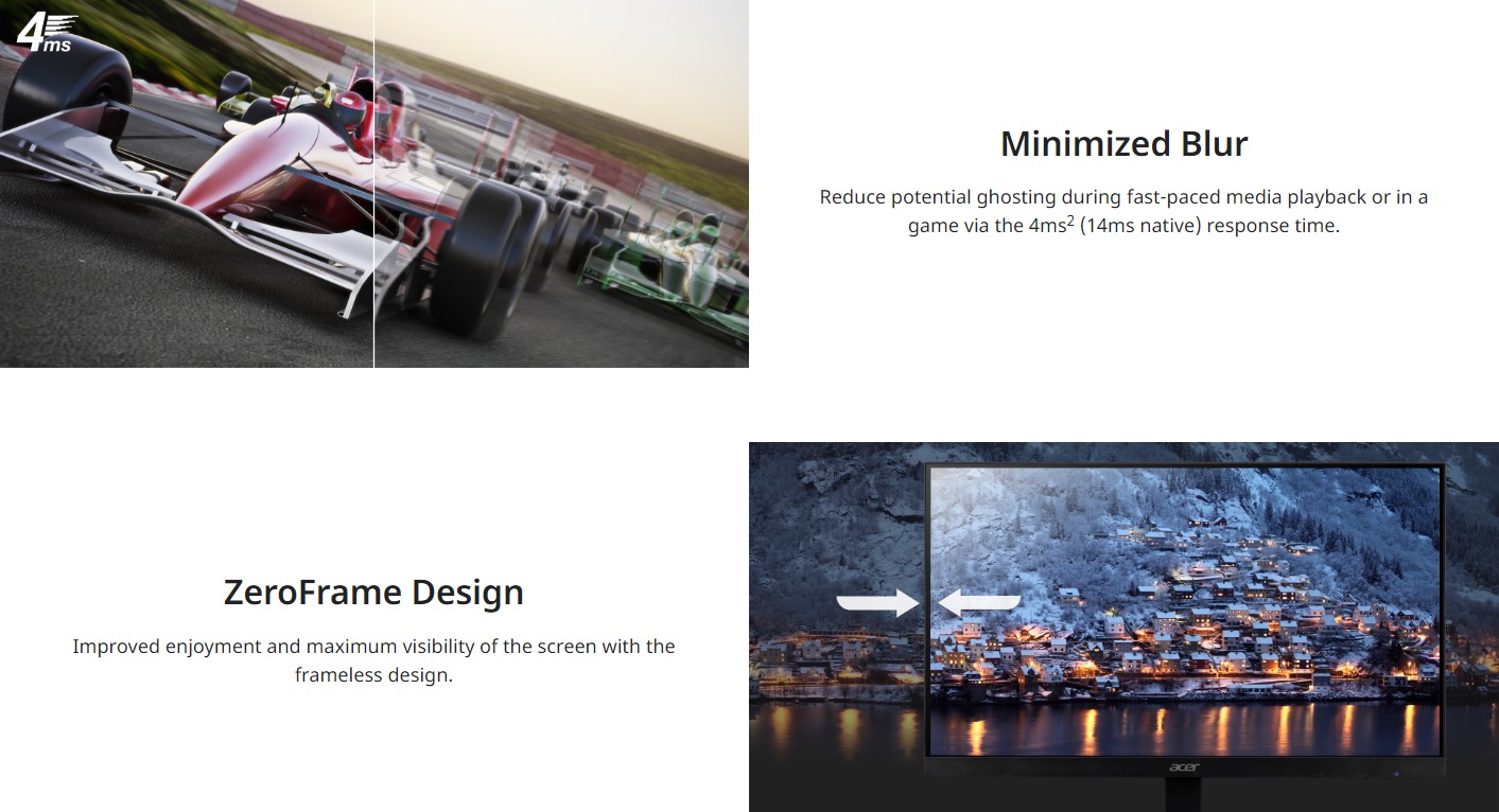 Acer 22" EK221Q E3BI IPS / EK221QH VA 100HZ 1MS HD MI VGA Full HD ...