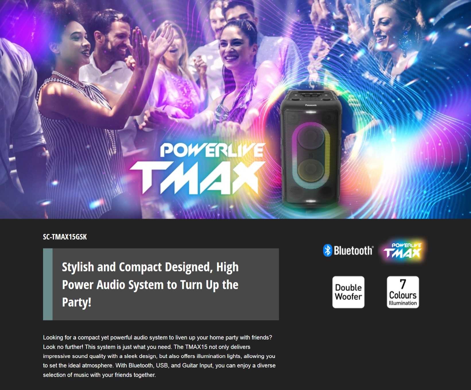 Panasonic T-MAX15 High Power Audio System - 300W Bluetooth | SC-TMAX15GSK (Karaoke System JBL ...