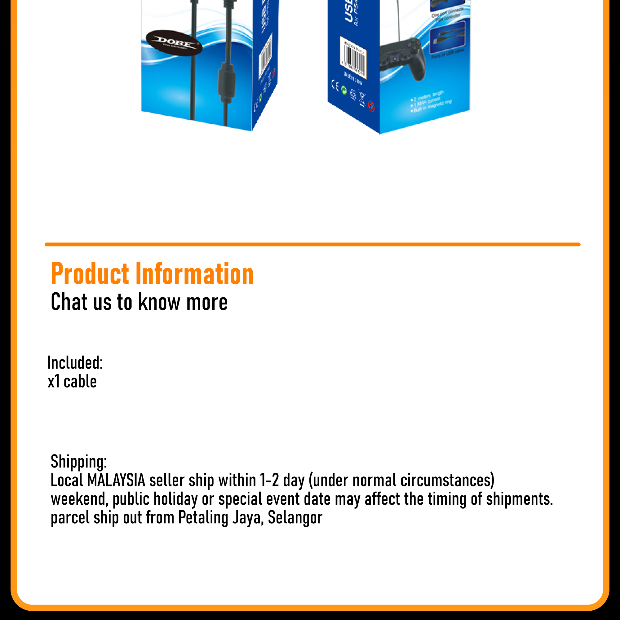 DOBE PS4 DualShock4 Controller Micro USB Charging Data Cable 2 Meter ...